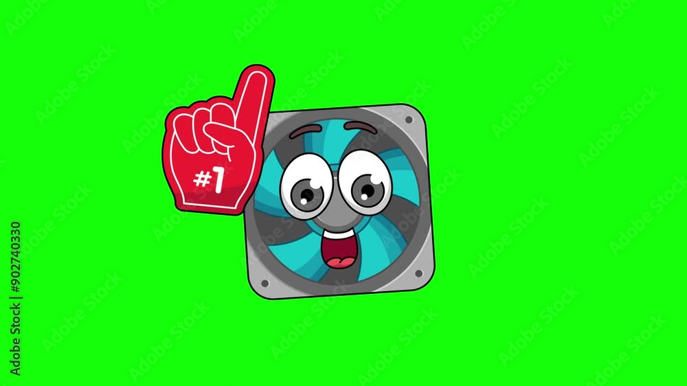 number 1 fan computer fan cartoon emoticon, looping animation Stock ビデオ ...