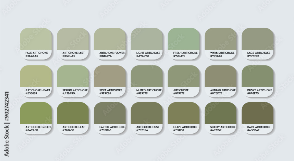 Artichoke Color Palette, Artichoke Color Guide Palette with Color Names ...