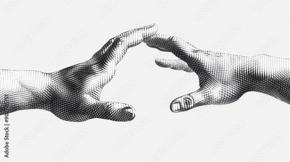 Transparent PNG hands halftone design on a clear background, suitable ...