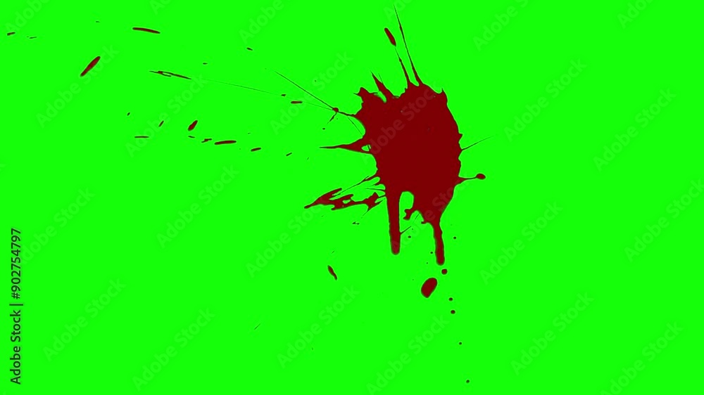 Different style blood splatter on green screen chroma, easy to cut ...
