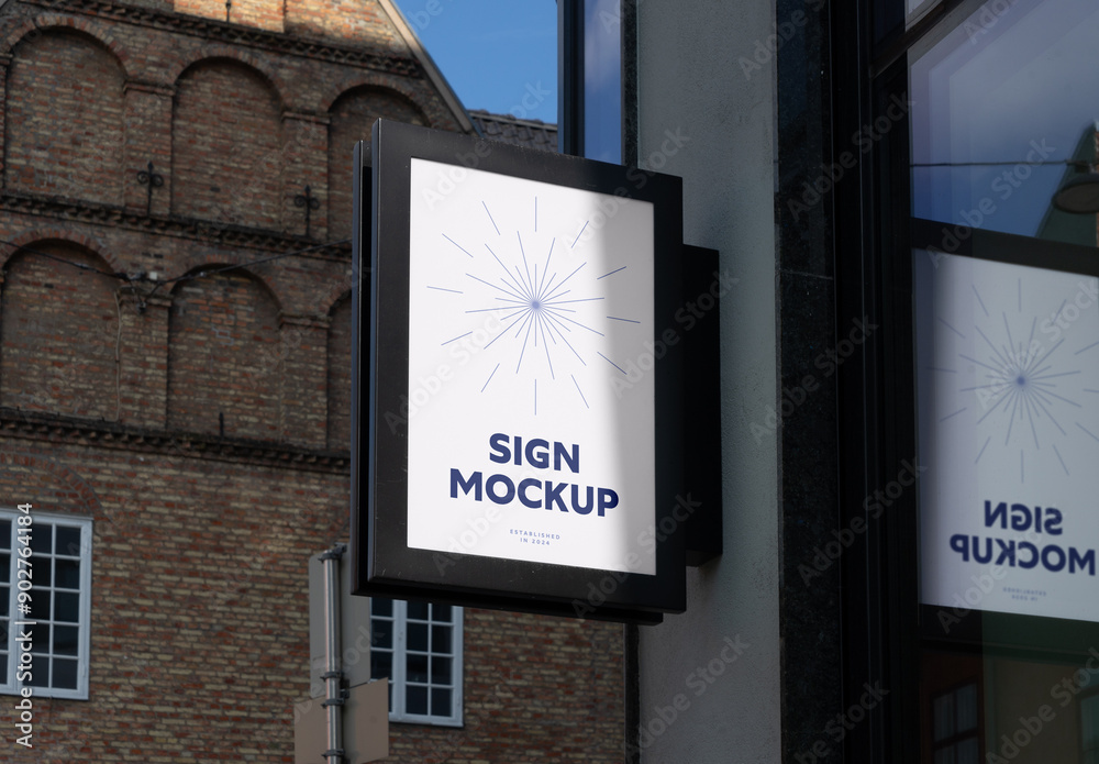 Sign with Reflection in Glass Mockup Stock Template | Adobe Stock