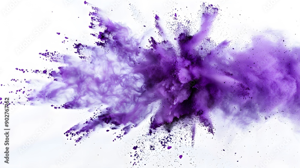 Dynamic purple powder explosion on white background, vibrant purple ...
