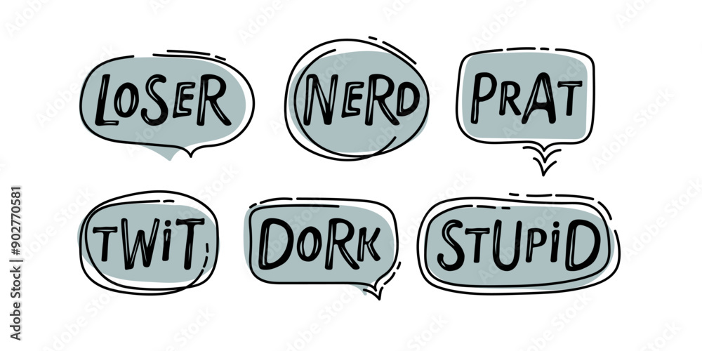 Speech Bubbles With Curses Bad Words Hate Expletives Handwritten Speech Bubbles With Curses Bad Words Hate Expletives Handwritten