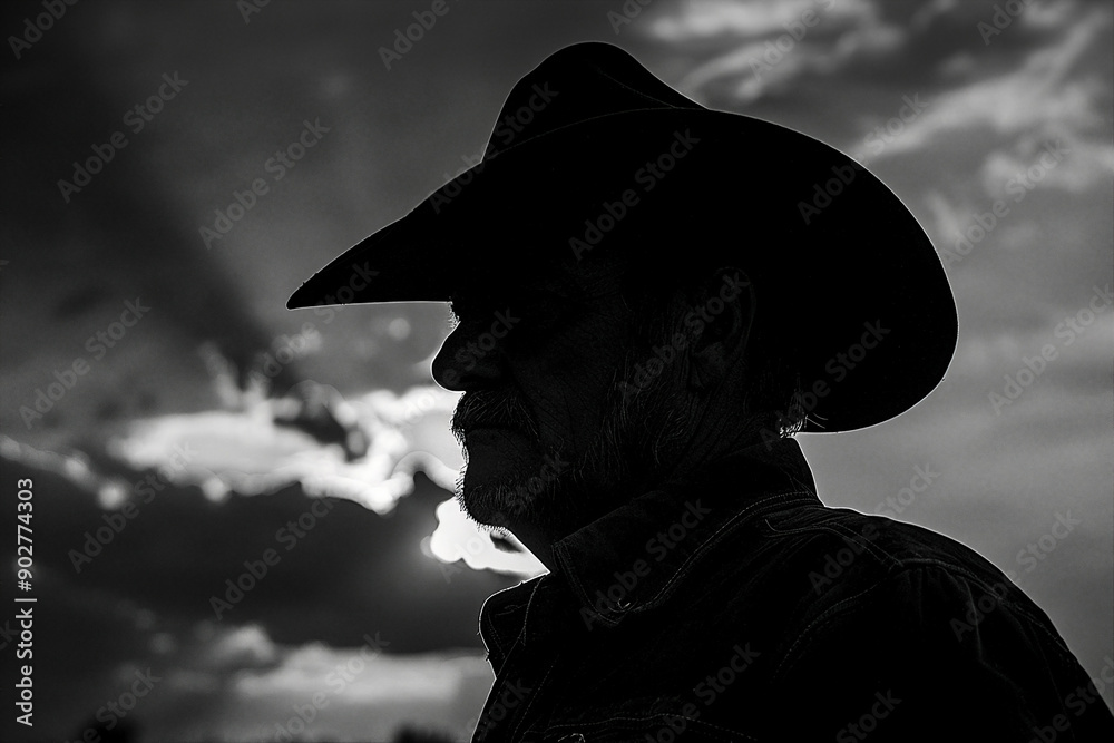 Dangerous cowboy western movie personage with gun and horse made with ...