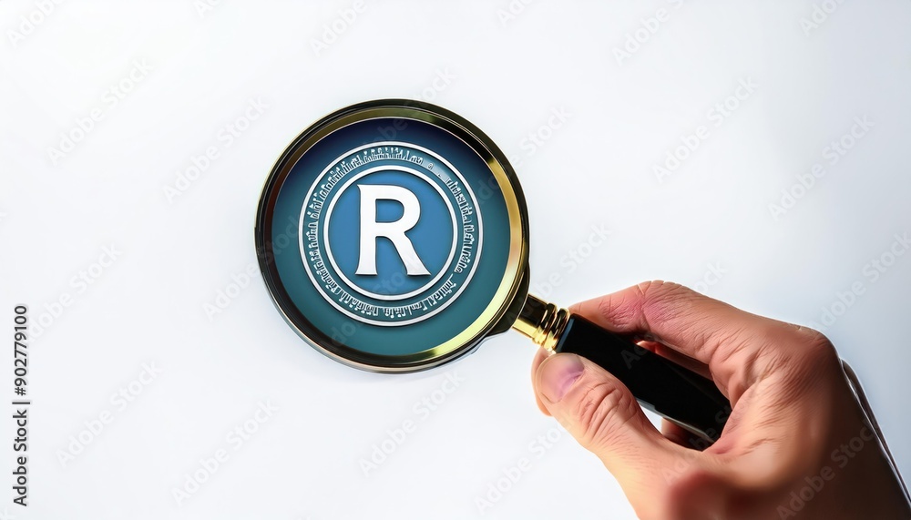 Register Trademark Copyright Symbol. A magnifying glass focuses on a ...