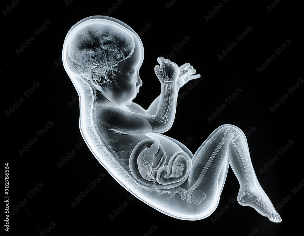 x-ray with a human embryo, 3d rendering Stock Illustration | Adobe Stock
