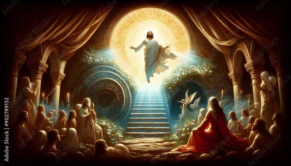 The Resurrection of Jesus Christ with an Empty Tomb and a Radiant ...