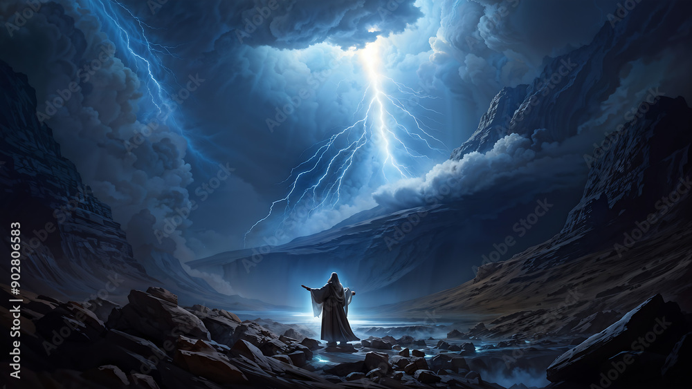 The Ten Commandments Given to Moses on Mount Sinai Amidst Thunder and ...