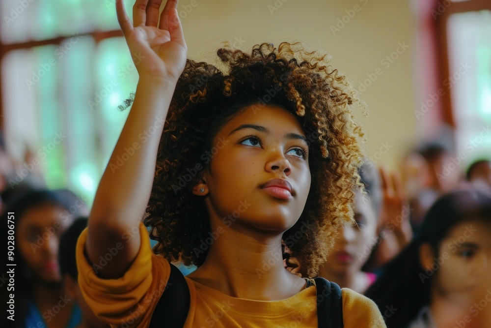Diverse High School Classroom: Black Secondary Student Engaged in ...