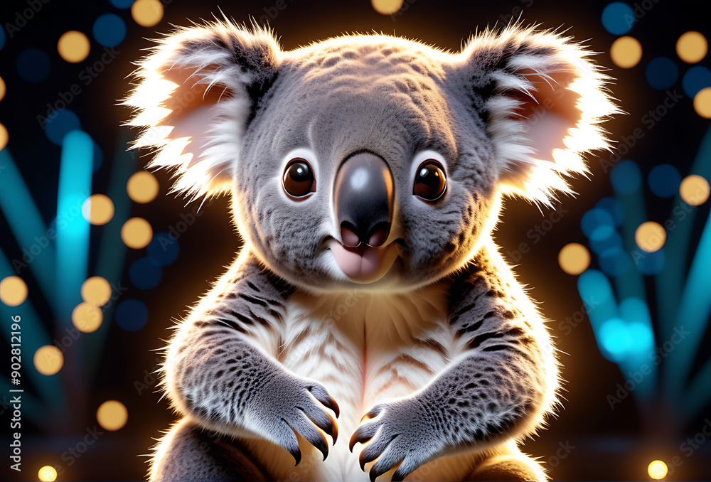 koala light painting cartoon animation animals animation photorealistic ...