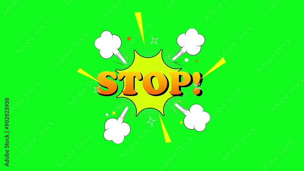 STOP text - Comic strip cartoon animation Pop up video 4K. animation on ...