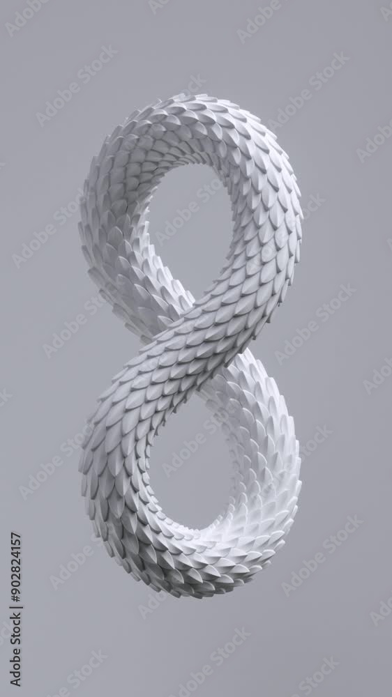 looping 3d vertical video of infinity symbol with albino snake skin ...
