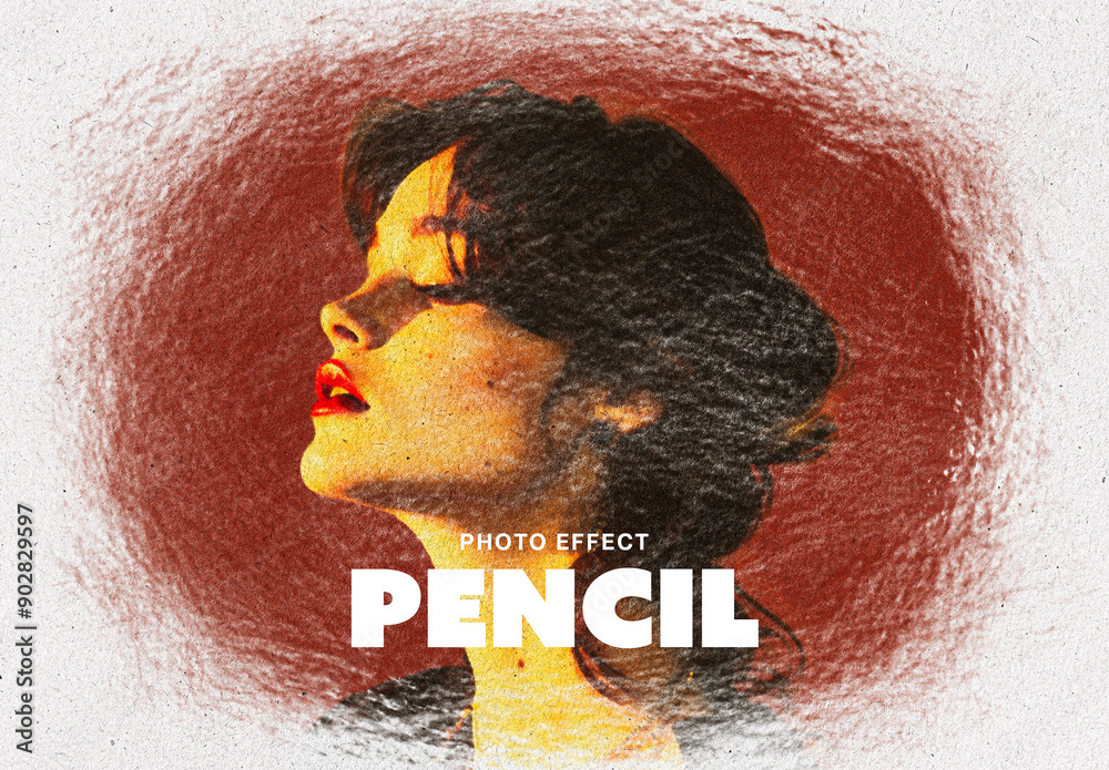 Pencil Sketching Photo Effect Mockup Stock Template | Adobe Stock