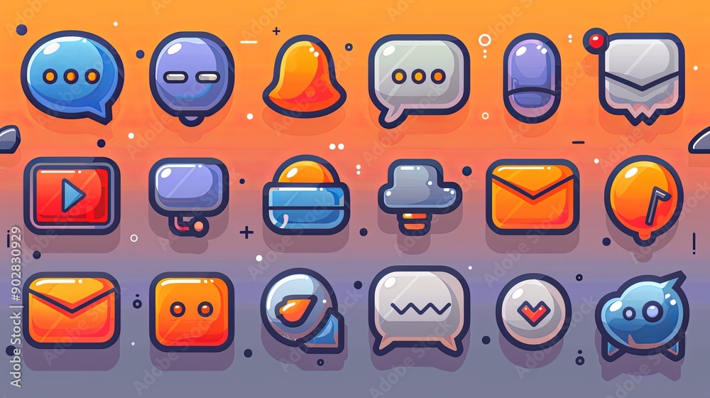 vector, illustration, Conversation icon collection. Duotone color ...