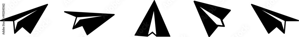 Paper plane icons set. Vector paper plane in flat design on transparent ...