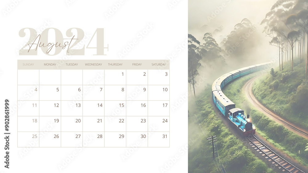 August 2024. A serene calendar for August 2024. Resolution, strategy ...