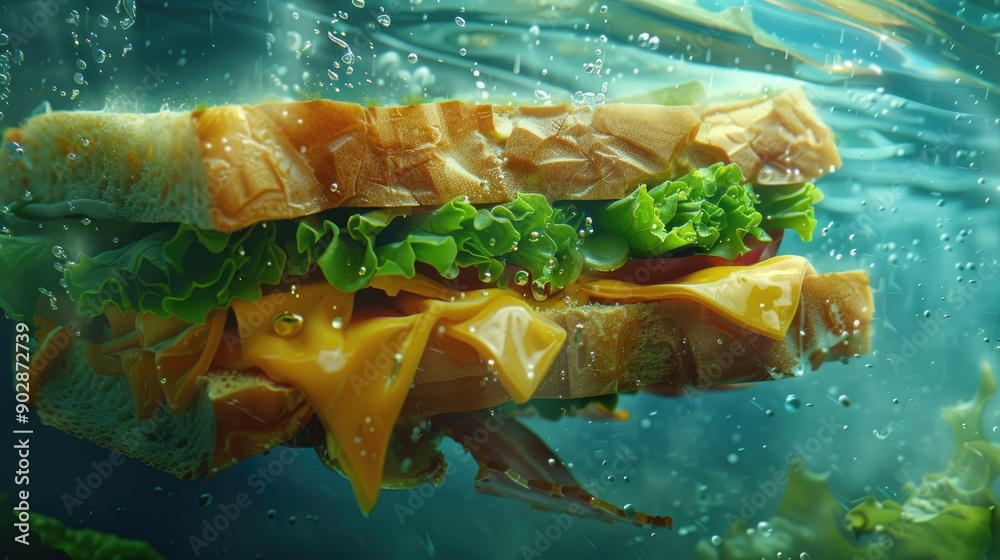 sandwich that looks wet it has cheese and lettuce it is droopy it looks ...