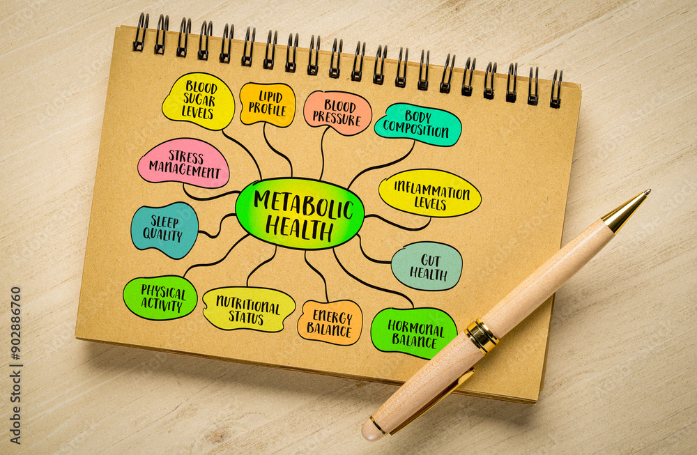 components and factors affecting metabolic health, infographics mind ...