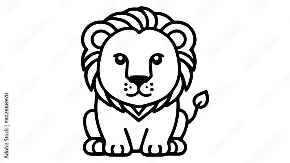 simple outline of a lion shape in vector illustration on white ...