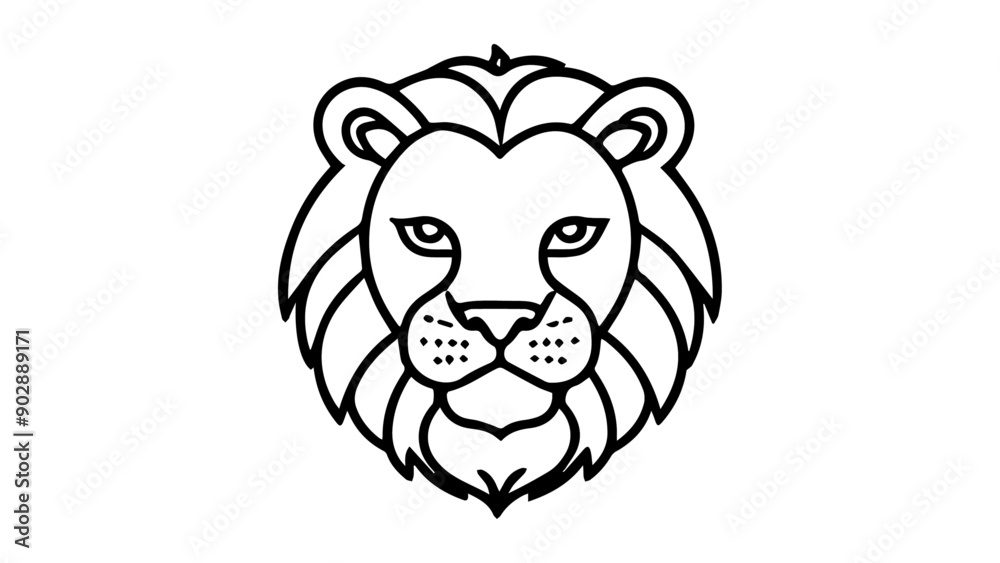 simple cartoon illustration of a lion in vector black and white Stock ...