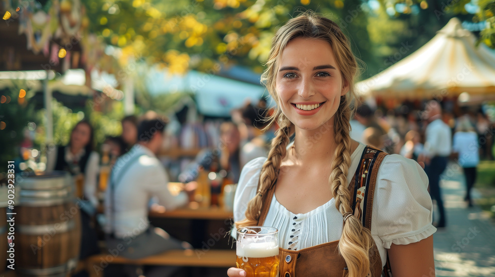 copy space, stockphoto, Oktoberfest Tradition. attractive Waitress ...