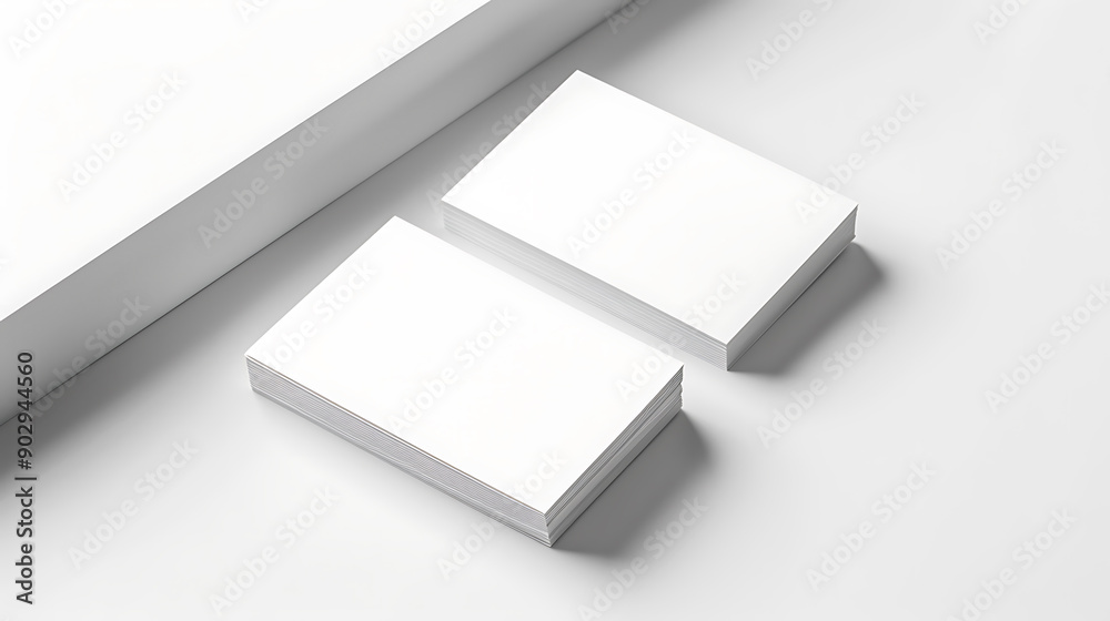 Front and back view of blank white business cards on an isolated ...