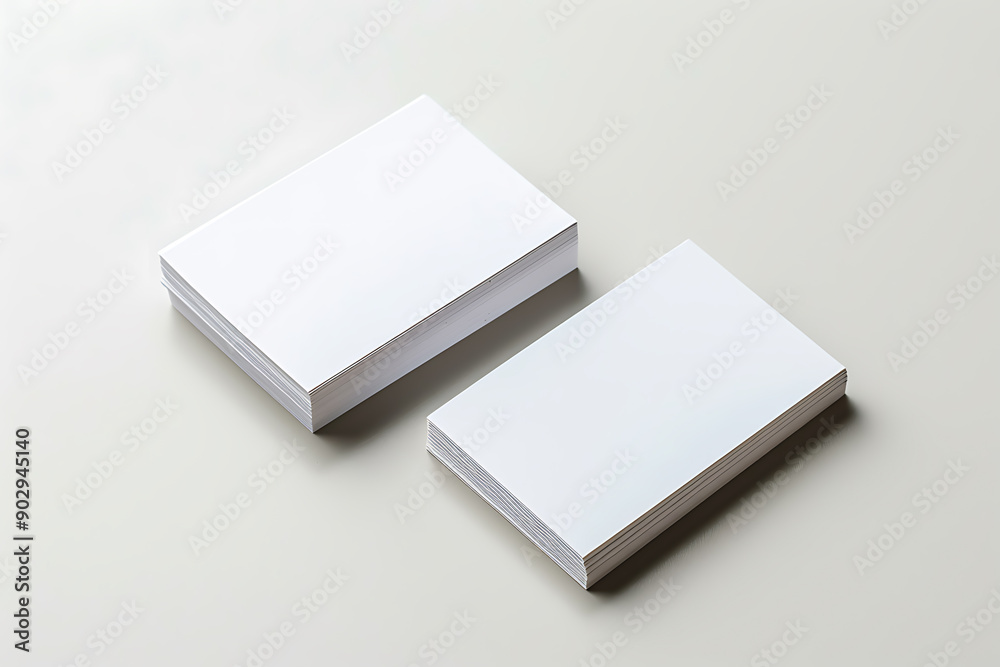 Front and back view of blank white business cards on an isolated ...