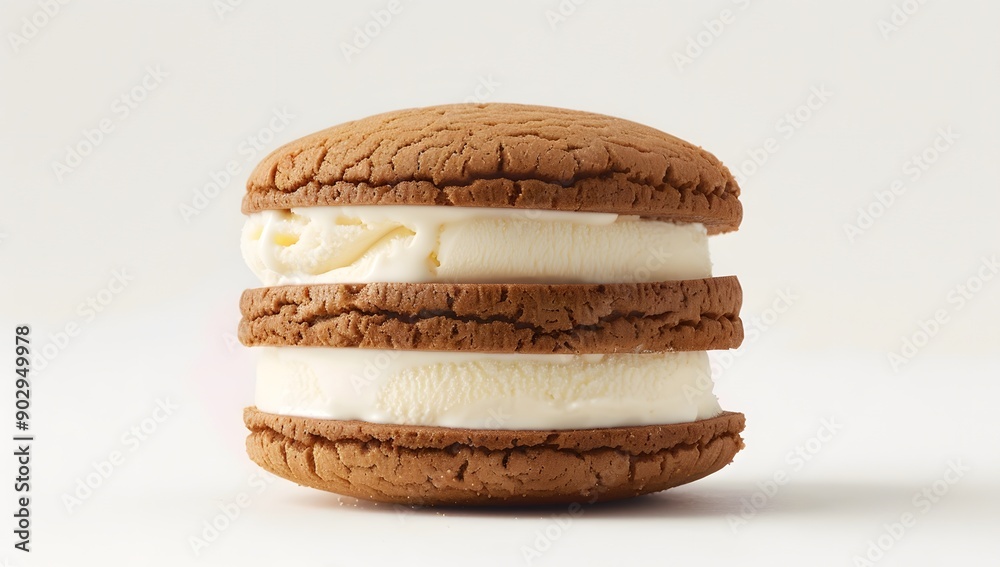 food photography of an ice cream sandwiched between two round cookies ...