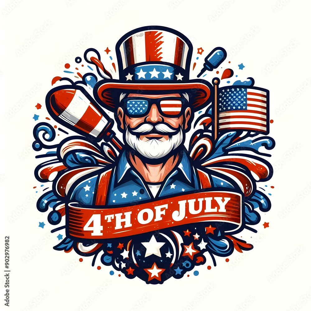 Patriotic Uncle Sam Character for 4th of July Celebration Stock ...
