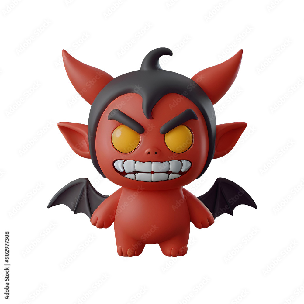 3d demon from hell which is chibi style With a transparent background ...