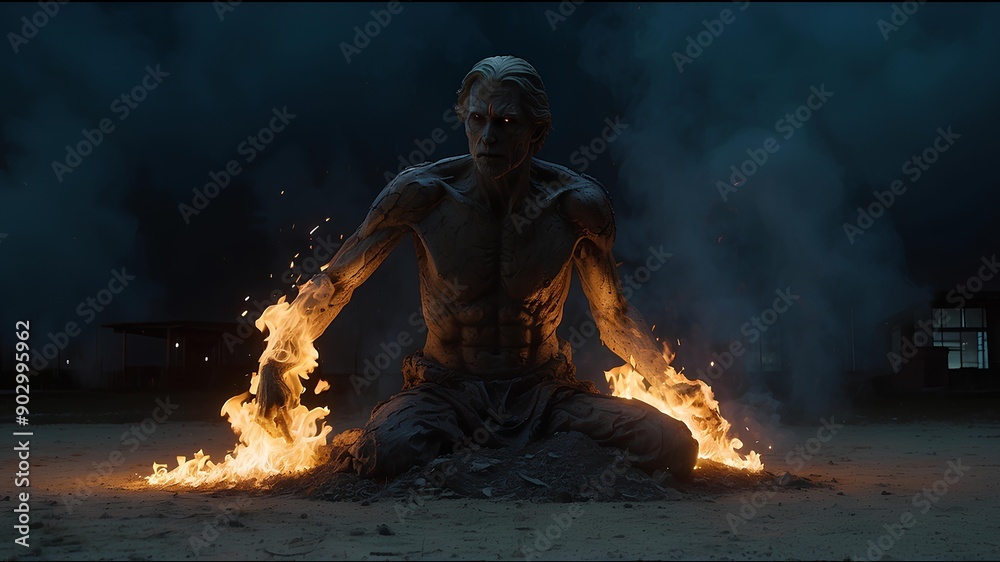 Burning Statue Visualizing Inside of a Person with Intense Pain ...