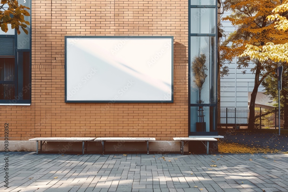 Blank signboard mockup on a school campus bulletin board, display your ...