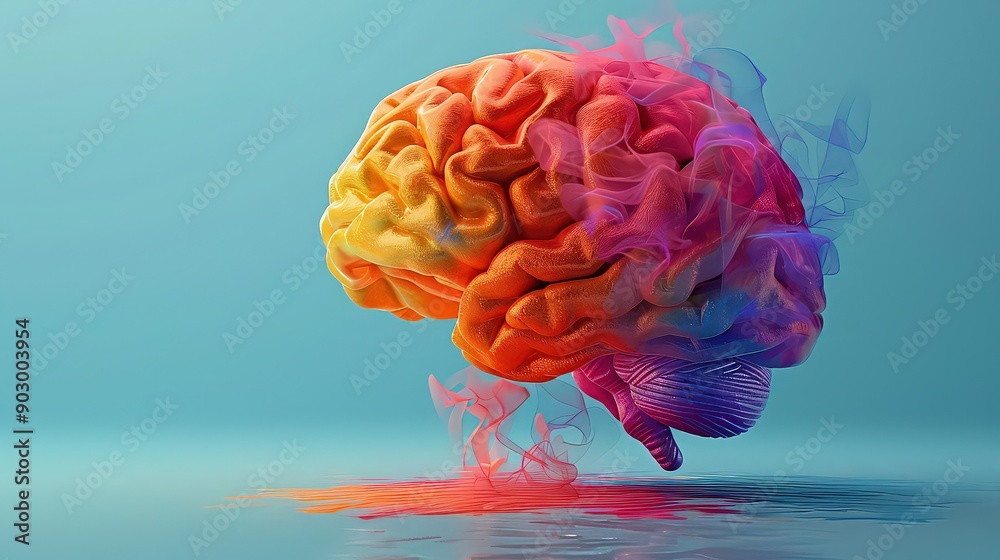 minimalistic depiction of a brain with a few abstract shapes or lines ...