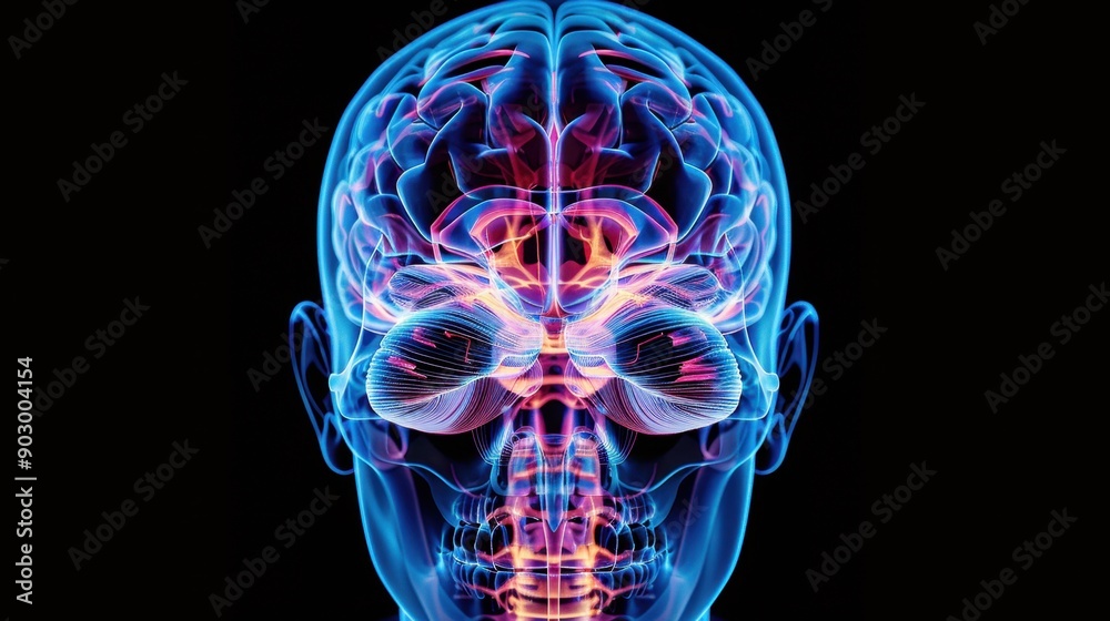 3D rendering of the caudate nucleus in a detailed x-ray view ...