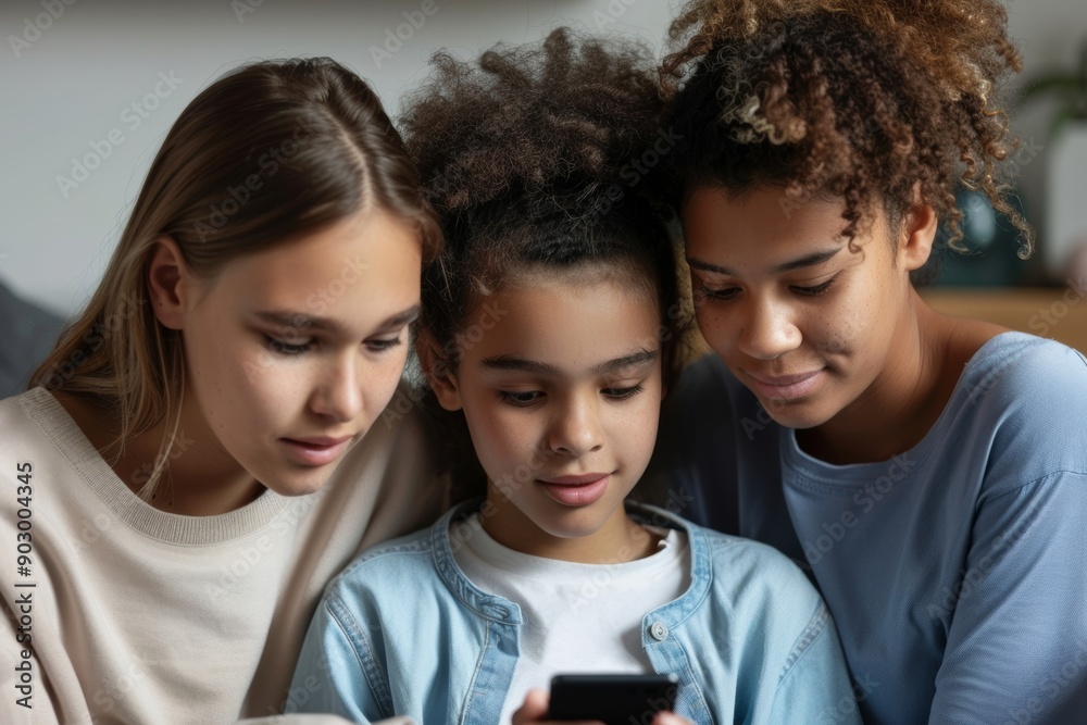 Supportive mother comforting sad teen girl rejected by friends, helping ...