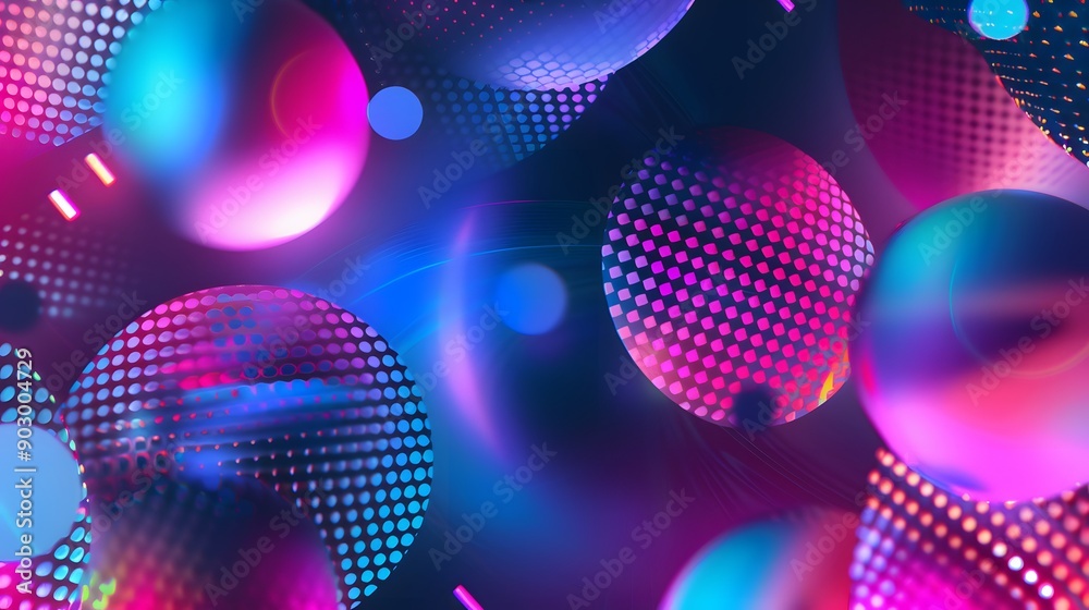 Illustration of A vibrant party invitation featuring funky dot fonts ...