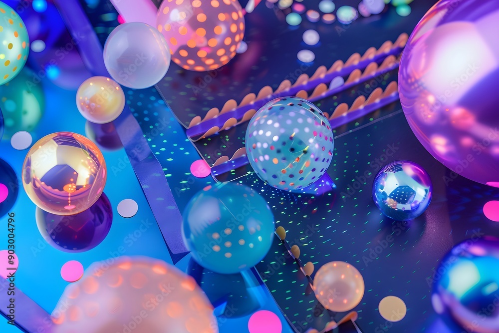 Illustration of A vibrant party invitation featuring funky dot fonts ...