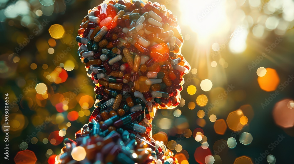 image depicting vitamins as protective shields around a human ...
