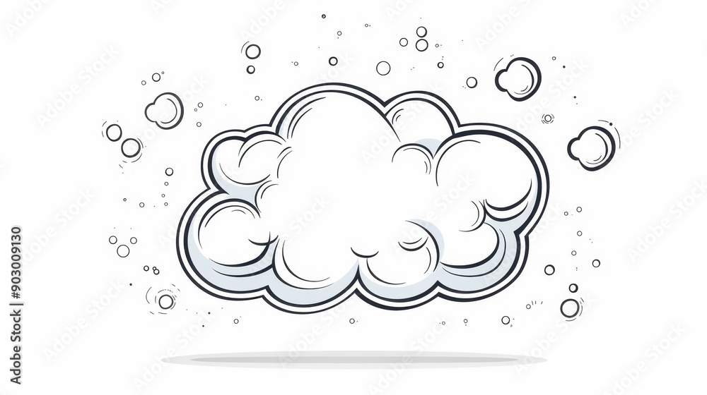 Minimal outline clipart of a cloud speech bubble on a transparent ...