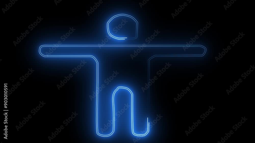 system man blue color animated icon illustrates a standing man ,saber ...