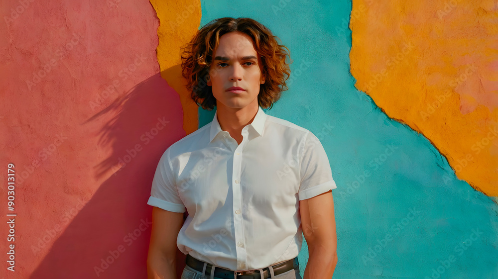 Portrait of a transgender man who was previously a woman and now looks ...