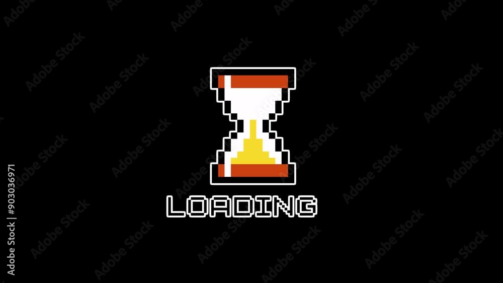 Retro hourglass Pixel loading bar animation,alpha channel and loop ...