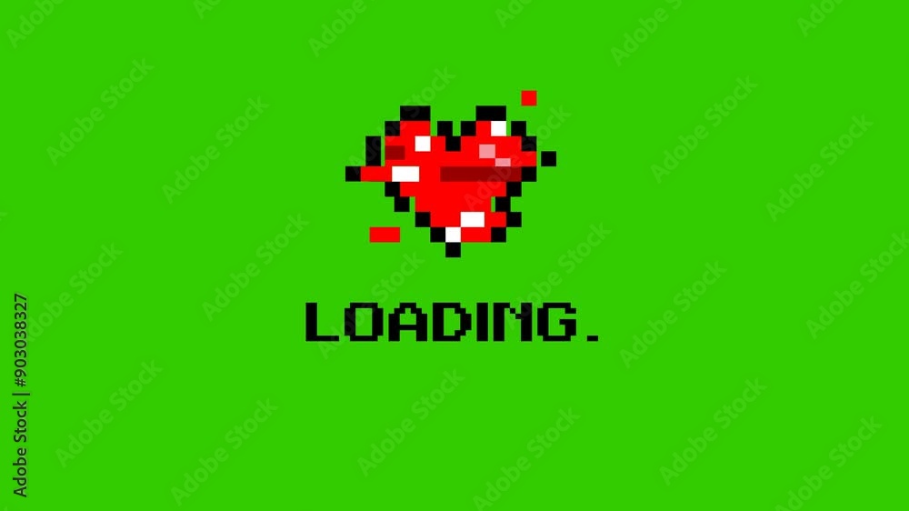 Retro Heart Pixel loading bar animation,Green Screen and loop animation ...