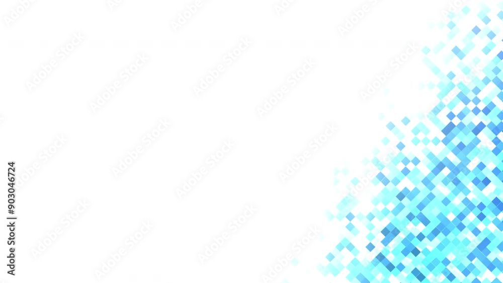 White background with blue and light blue squares in the corner. Simple ...