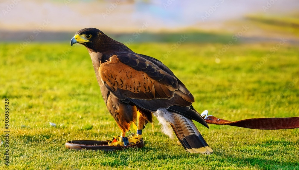 Falconry. Harris hawk (Parabuteo unicinctus) bird of prey on display ...
