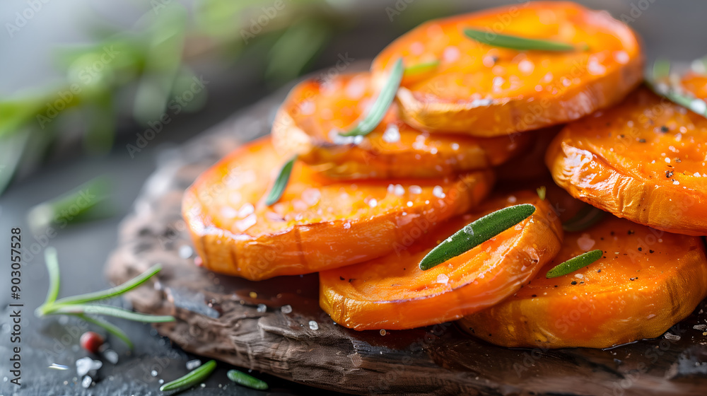 Oven-baked candied yams with rosemary and sea salt, perfect for ...