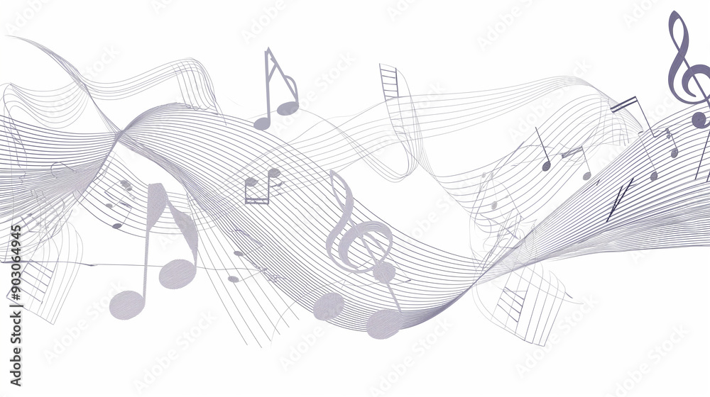 A stylized representation of musical notes and a treble clef. The notes ...