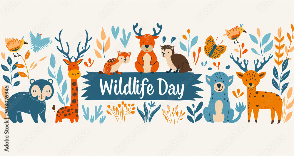Cartoon image of different wildlife animals, concept of wildlife ...
