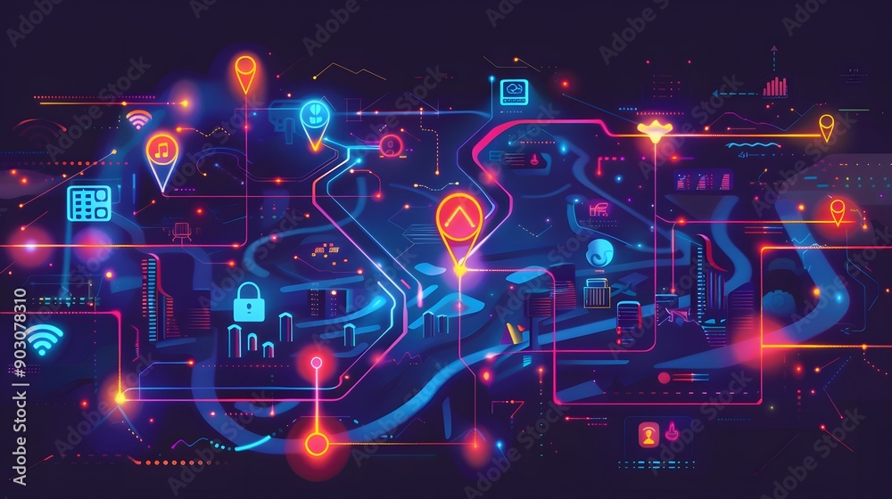 A computer screen shows a map with many red and orange dots. The dots ...
