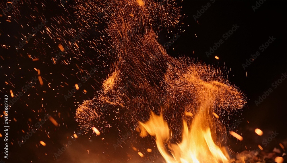 fire flames with flying sparks background firestorm texture shot of ...